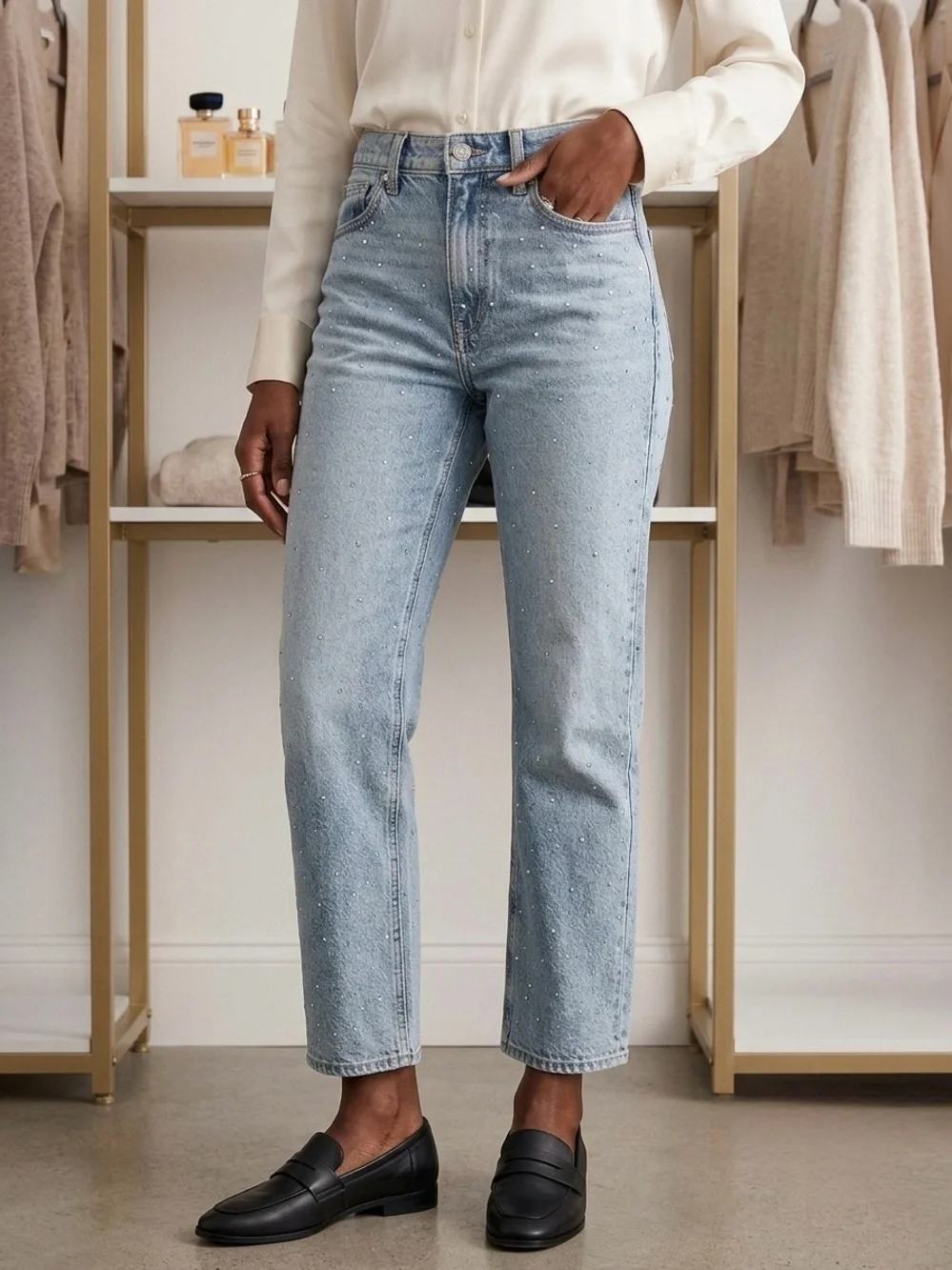 American Eagle Outfitters | Jeans | Highrise Light Blue Embellished ...